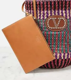 Valentino Garavani Vlogo Signature Large Straw Tote Bag - Multicoloured