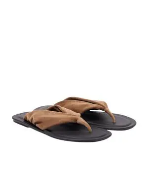 Brunello Cucinelli Suede Thong Sandals - Brown