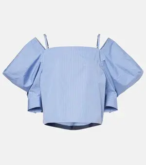 Sacai Striped Cotton Poplin Shirt - Blue