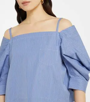 Sacai Striped Cotton Poplin Shirt - Blue