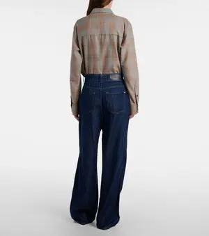 7 For All Mankind Denim Lustre Wide-leg Pants - Blue