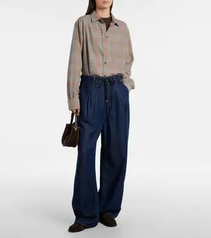 7 For All Mankind Denim Lustre Wide-leg Pants - Blue