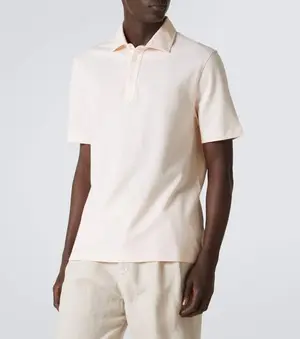 Brunello Cucinelli Cotton And Linen Polo Shirt - Beige