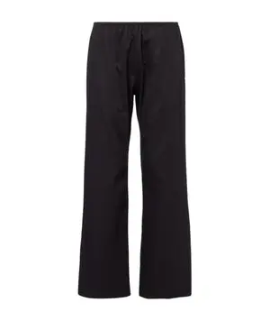 LESET Yoko Mid-rise Cotton Wide-leg Pants - Black