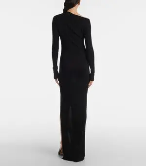 AYA MUSE Ciro Silk-blend Maxi Dress In /grizzly - Black