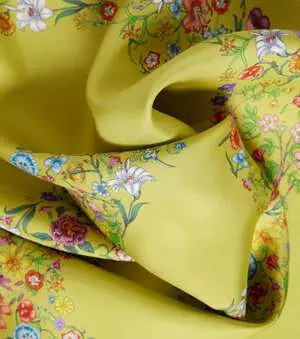 Gucci Double G Floral Silk Twill Scarf