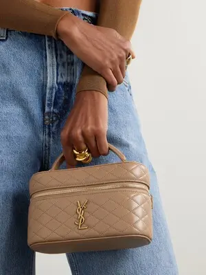 Saint Laurent Gaby Vanity Mini Quilted Leather Shoulder Bag - Neutrals