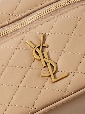 Saint Laurent Gaby Vanity Mini Quilted Leather Shoulder Bag - Neutrals
