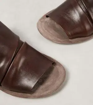 Brunello Cucinelli Ruched Leather Slides