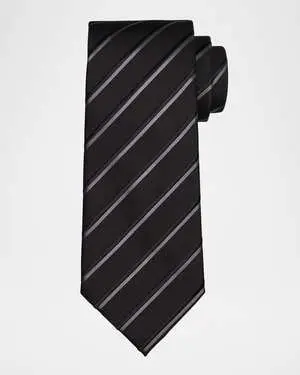 TOM FORD Striped Silk Neck Tie - Black