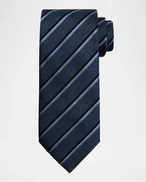 TOM FORD Striped Silk Neck Tie - Blue Pattern