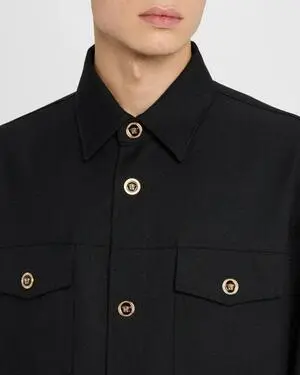 Versace Apos;s Medusa Wool Overshirt - Black