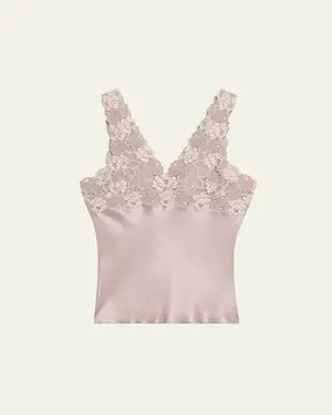 Natori Rose Parfait Lace & Silk Tank - Light Mocha