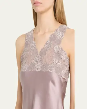 Natori Rose Parfait Lace & Silk Tank - Light Mocha