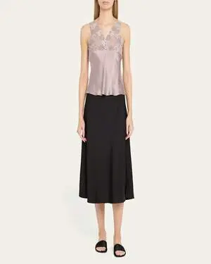 Natori Rose Parfait Lace & Silk Tank - Light Mocha