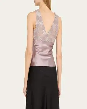 Natori Rose Parfait Lace & Silk Tank - Light Mocha