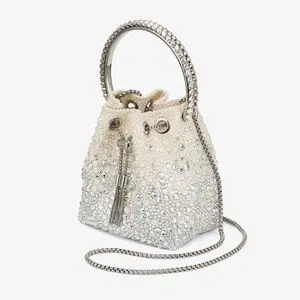 JIMMY CHOO Bon Bon Crystal-embellished Satin Bag