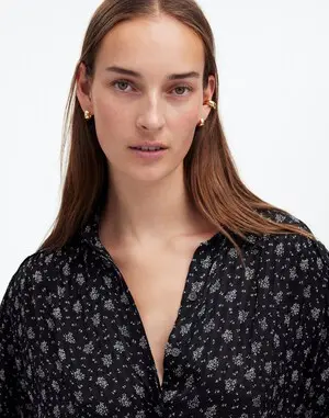 Madewell Floral Long-sleeve Button-front Top