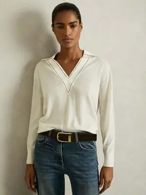 REISS Nina Wool Cricket Jumper - Ivory
