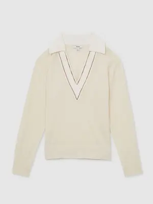 REISS Nina Wool Cricket Jumper - Ivory