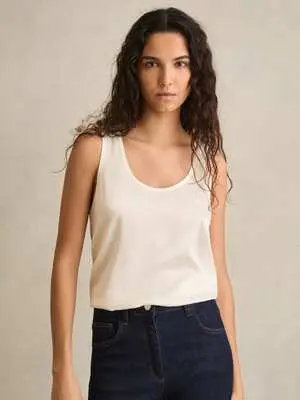 REISS Ruby Silk-front Cami Top - White
