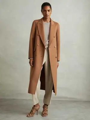 REISS Lucia Maeve Wool-blend Double-breasted Coat - Toffee