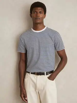 REISS Bay Mercerised-cotton Stripe T-shirt