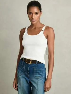 REISS Isabella D-ring Strap Vest - White