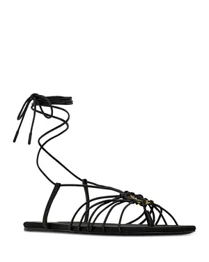 Saint Laurent Babylone Logo-embellished Sandals - Black Lambskin