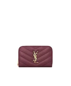 Saint Laurent Cassandre Wallet In Lambskin - Rouge Cabernet