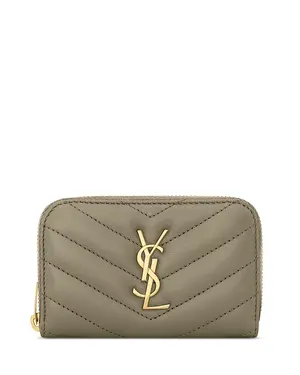 Saint Laurent Cassandre Wallet In Lambskin - Strong Moss