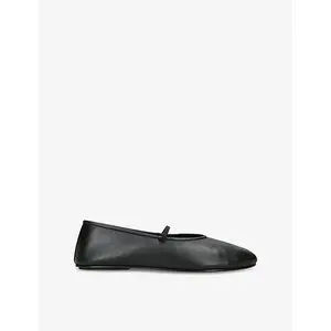 THE ROW Elasticated Round-toe Leather Ballet Flats - Black