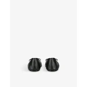 THE ROW Elasticated Round-toe Leather Ballet Flats - Black