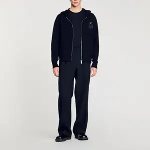 Sandro Zip-up Milano Knit Cardigan With Snake Patch