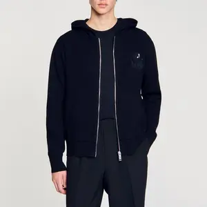 Sandro Zip-up Milano Knit Cardigan With Snake Patch