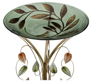 REGAL ART & GIFT 18' Birdbath With Decorative S Tand Leaves - One-color