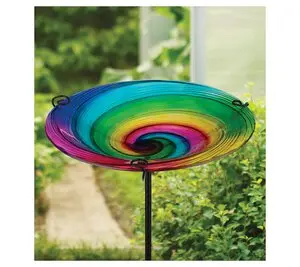 REGAL ART & GIFT Birdbath/feeder Stake Rainbo W