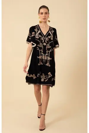 Hale Bob Lennox Embroidered Dress - Blue