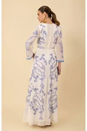 Hale Bob Cassandra Embroidered Maxi Dress - Blue
