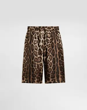 Dolce & Gabbana Leopard Silk Twill Shorts