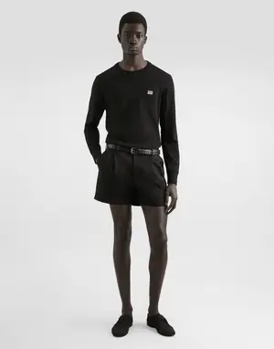 Dolce & Gabbana Cotton Round-neck Sweater With Logo Tag - Black