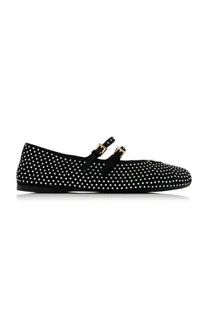 Prada Crystal-embellished Suede Ballet Flats