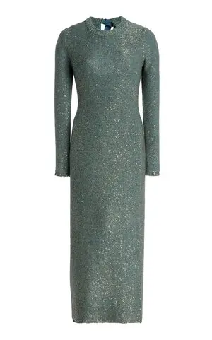 Altuzarra Open-back Sequined Wool-blend Knit Midi Dress - Blue