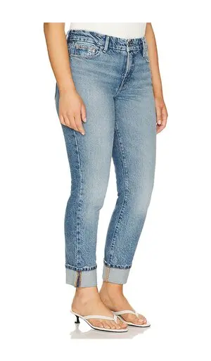 Good American Mid Rise Good Classic Cuffed Jeans - Blue