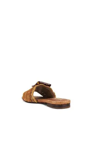Sam Edelman Bambi Raffia Sandal With Tortoise Shell Buckle - Brown