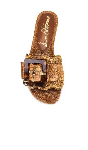 Sam Edelman Bambi Raffia Sandal With Tortoise Shell Buckle - Brown