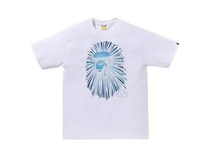 A BATHING APE Ape Head Firework I Tee Shirt - White/blue