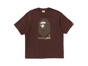 A BATHING APE Sta Houndstooth Bathing Ape Relaxed Fit Tee Shirt - Brown