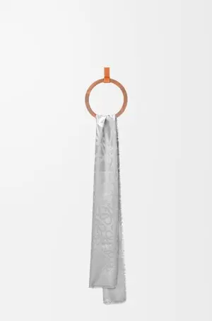 Loewe Scarf In Silk And Wool - Light Grey