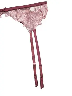 FLEUR DU MAL Lace-embroidered Garter - Pink